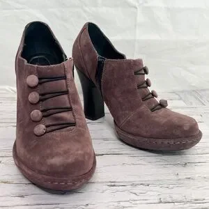 Born | Shoes | Crown By Born Leather Button Detail Heeled Booties ...